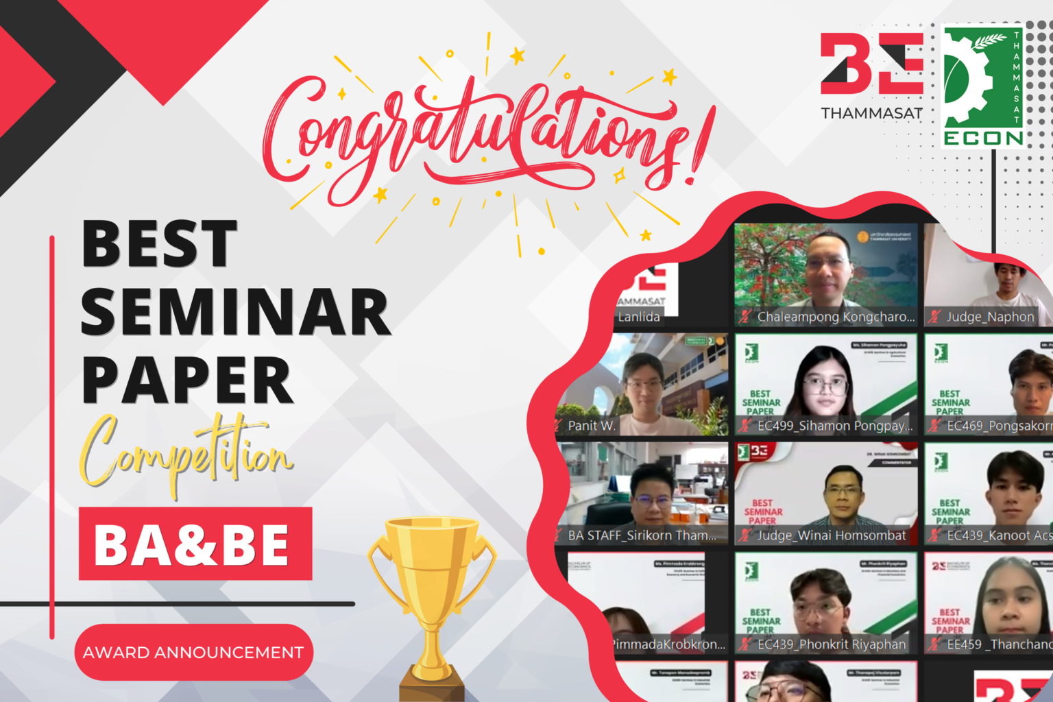 Congratulations to student winners of the Best Seminar Paper ...